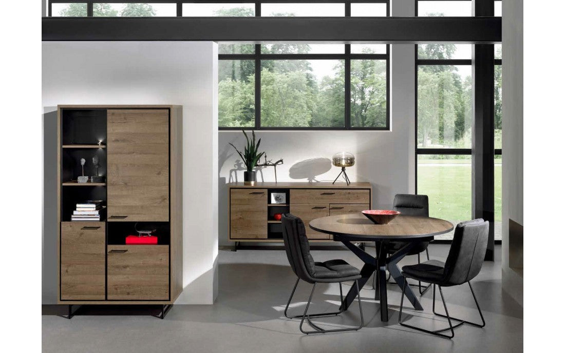 Table repas, ronde, décor bois, pied bois - ESTI – Seat-in